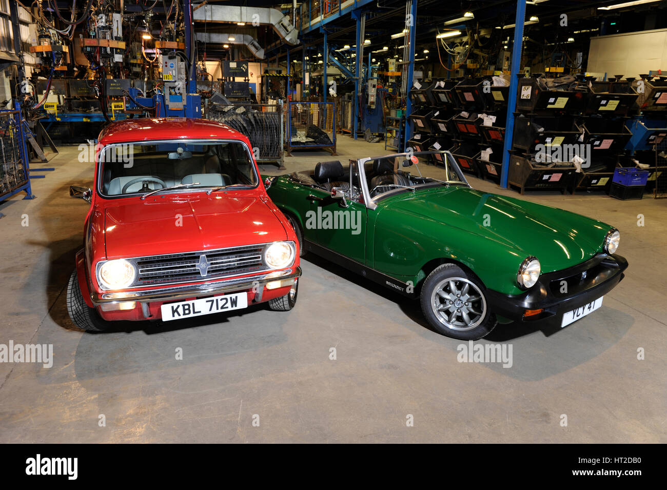 Austin Mini 1275 GT 1980 and MG Midget 1979. Artist: Simon Clay Stock ...
