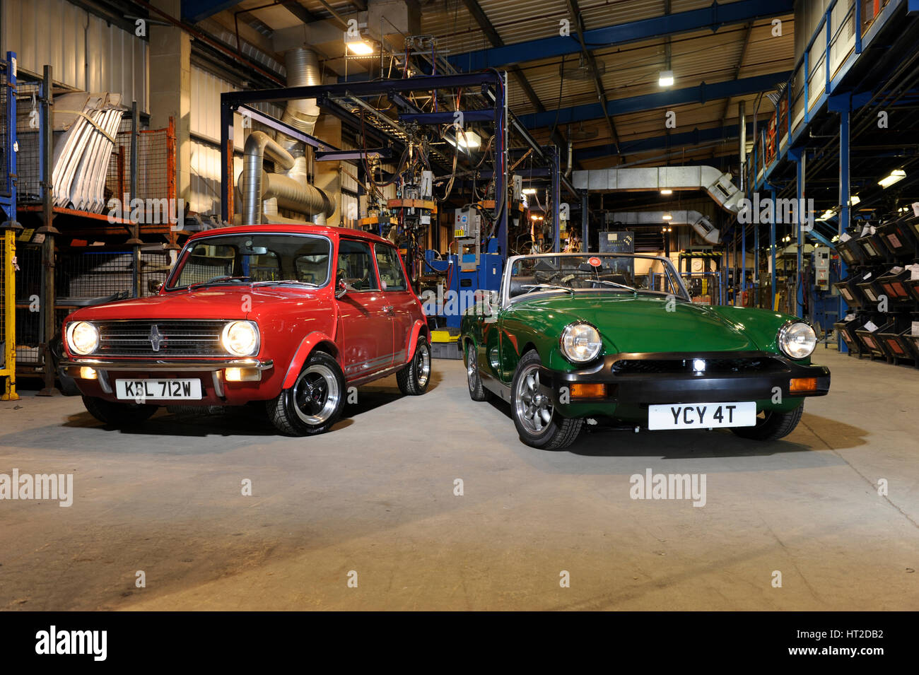 Austin Mini 1275 GT 1980 and MG Midget 1979. Artist: Simon Clay Stock ...