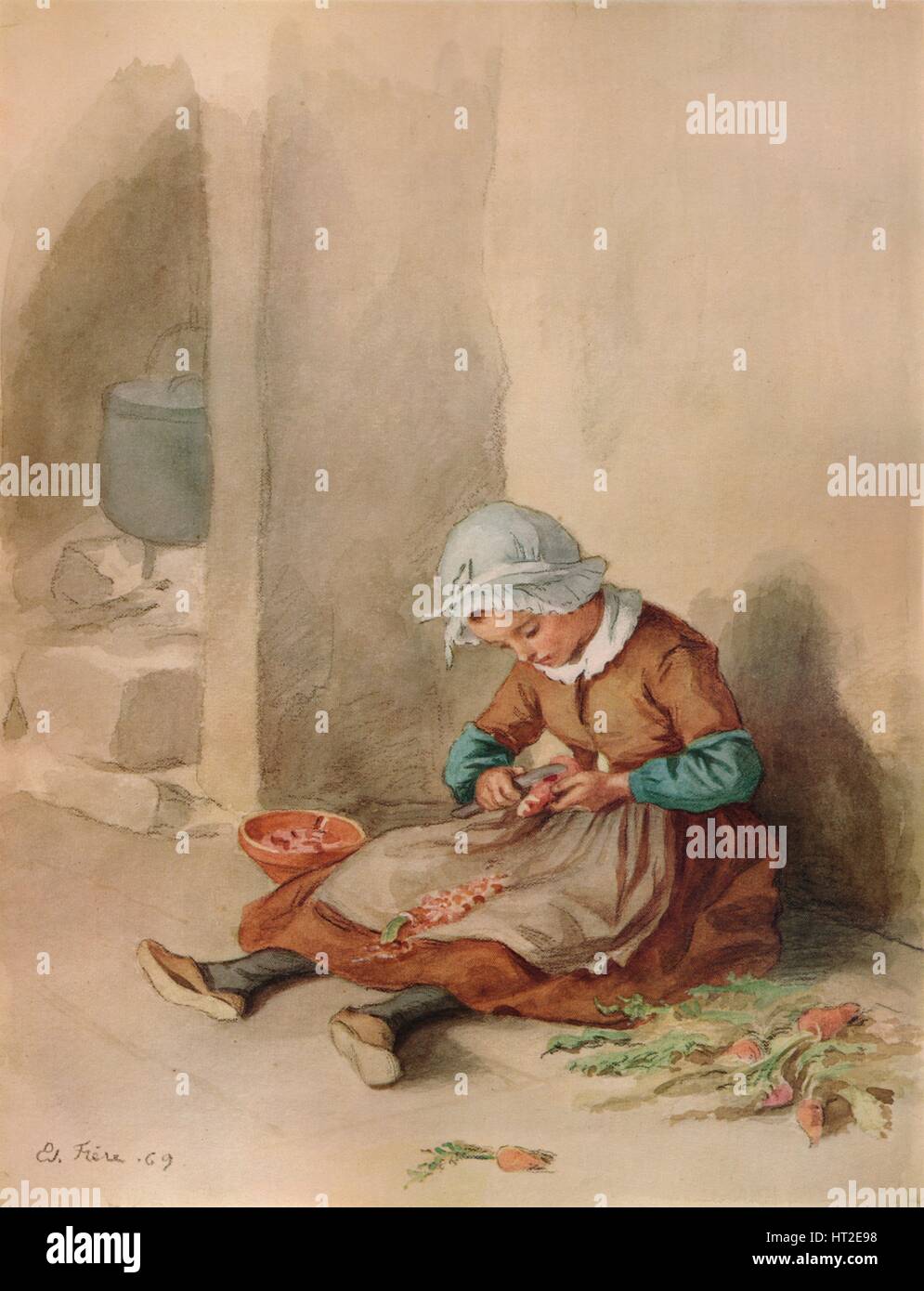'The Little Domestic', 1869, (1938). Artist: Pierre Edouard Frere Stock ...