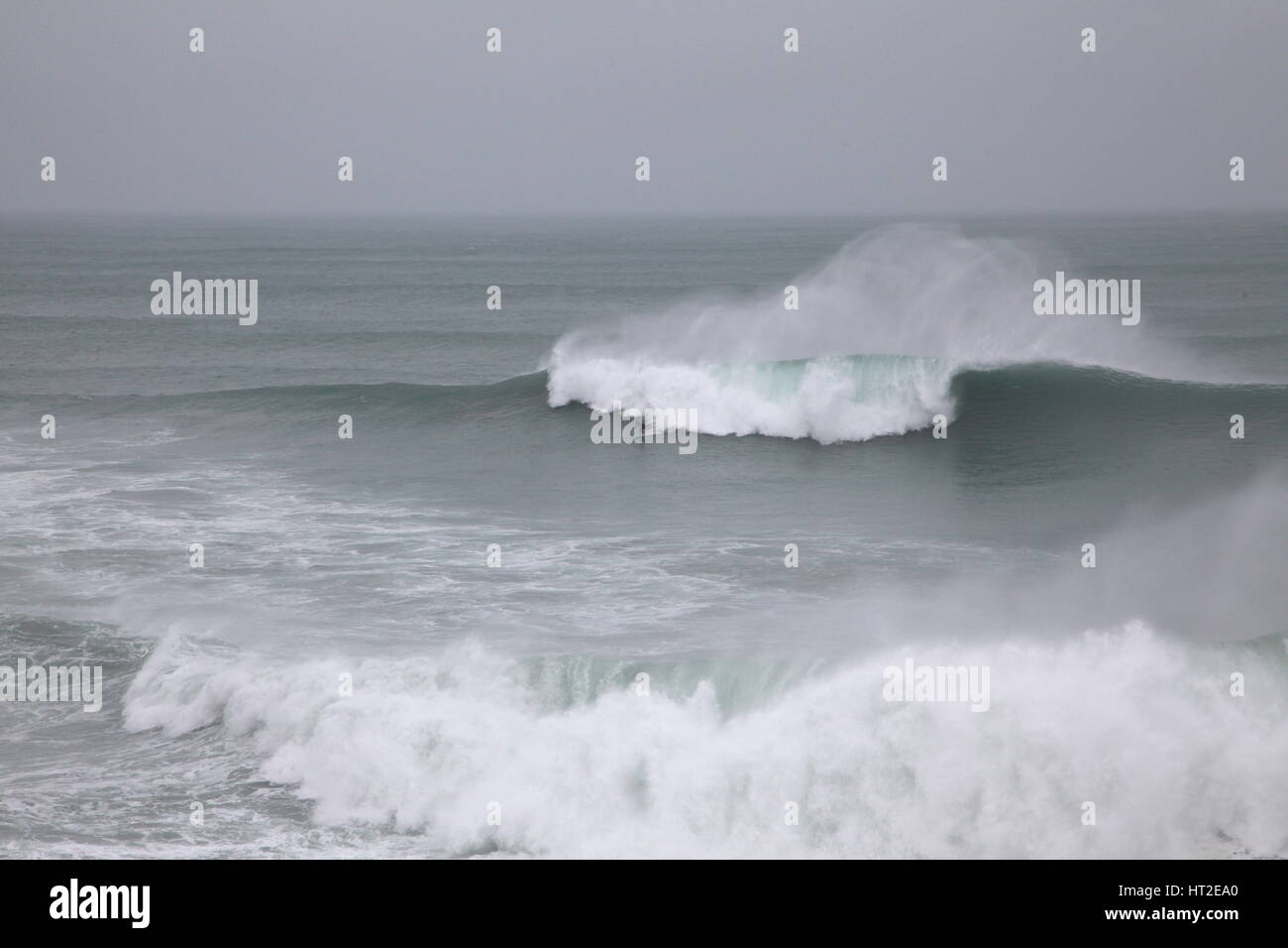 Johnny Leon surfing The Cribbar, Newquay, as Storm Doris lashes the ...