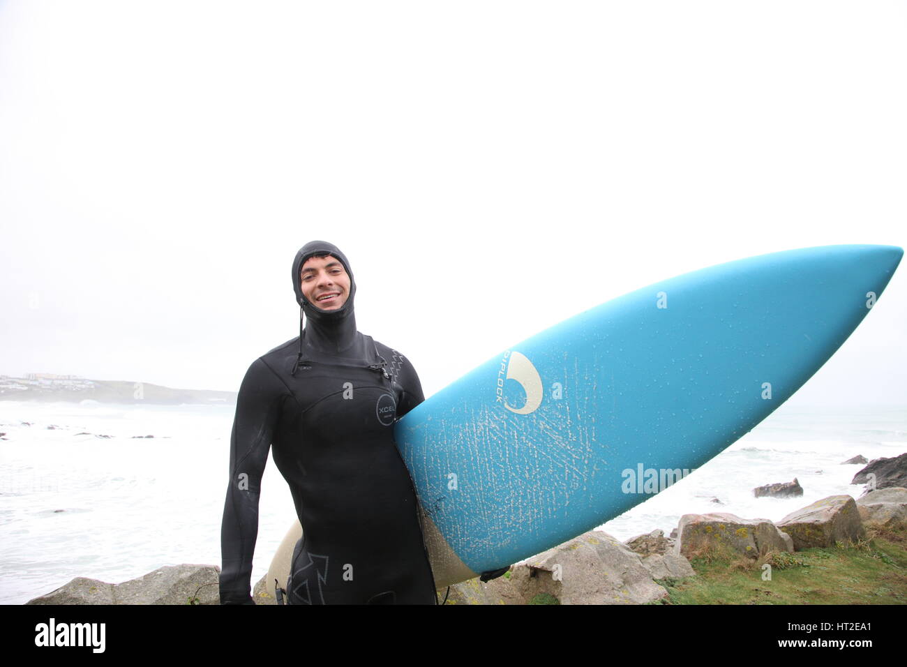 Johnny Leon surfing The Cribbar, Newquay, as Storm Doris lashes the ...