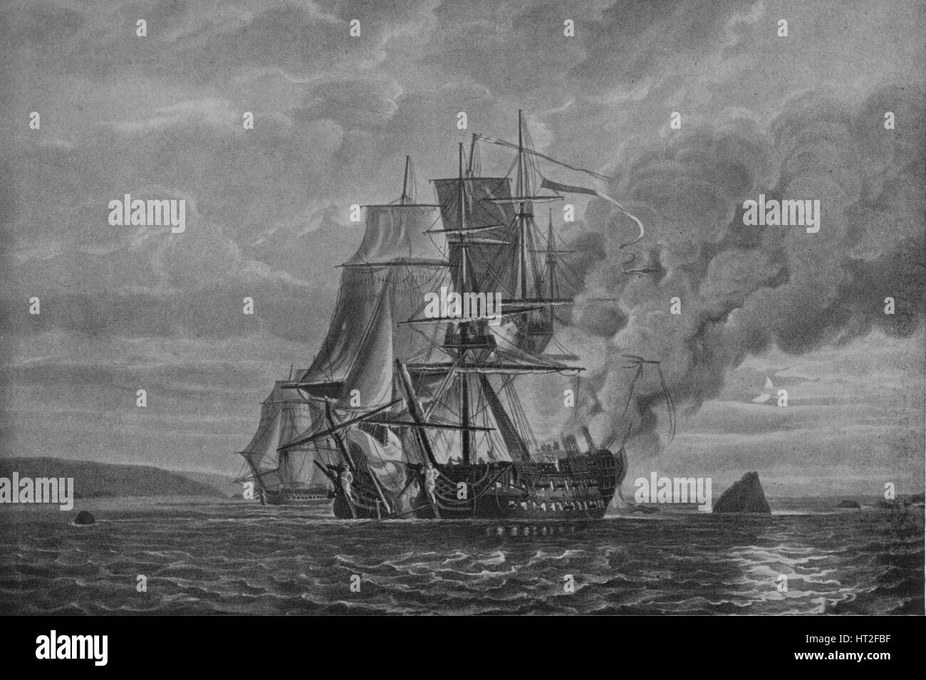 'The 'Mars' and 'L'Hercule'', c1799. Artist: Nicholas Pocock Stock ...