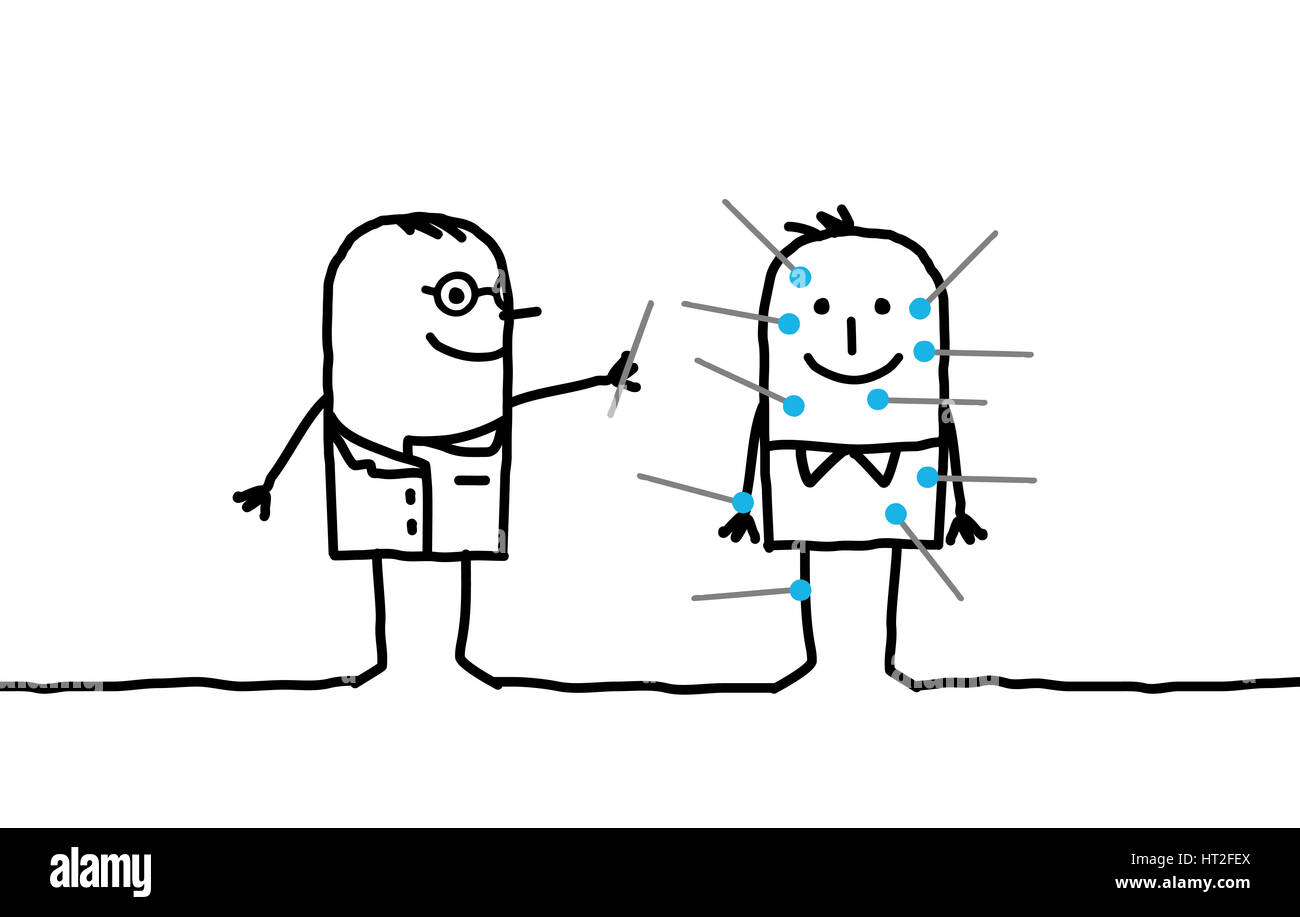 Cartoon characters - doctor with patient and acupuncture Stock Photo ...