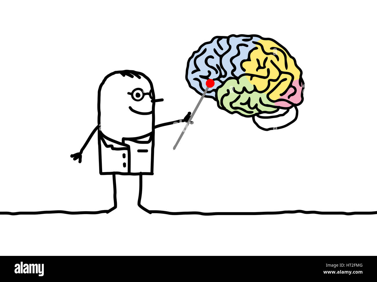 Cartoon characters - neurologist with brain Stock Photo - Alamy