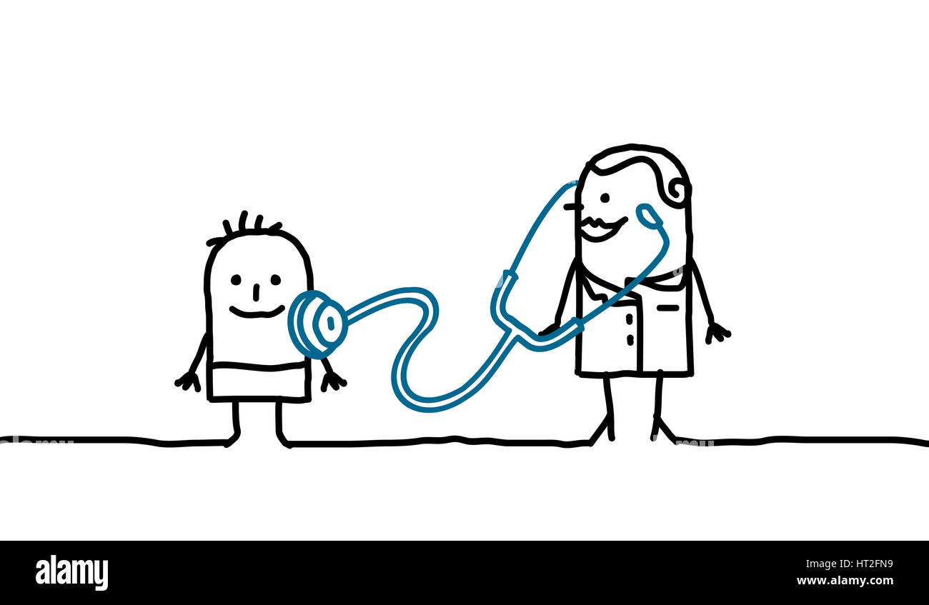 Cartoon characters - pediatrician with child Stock Photo - Alamy