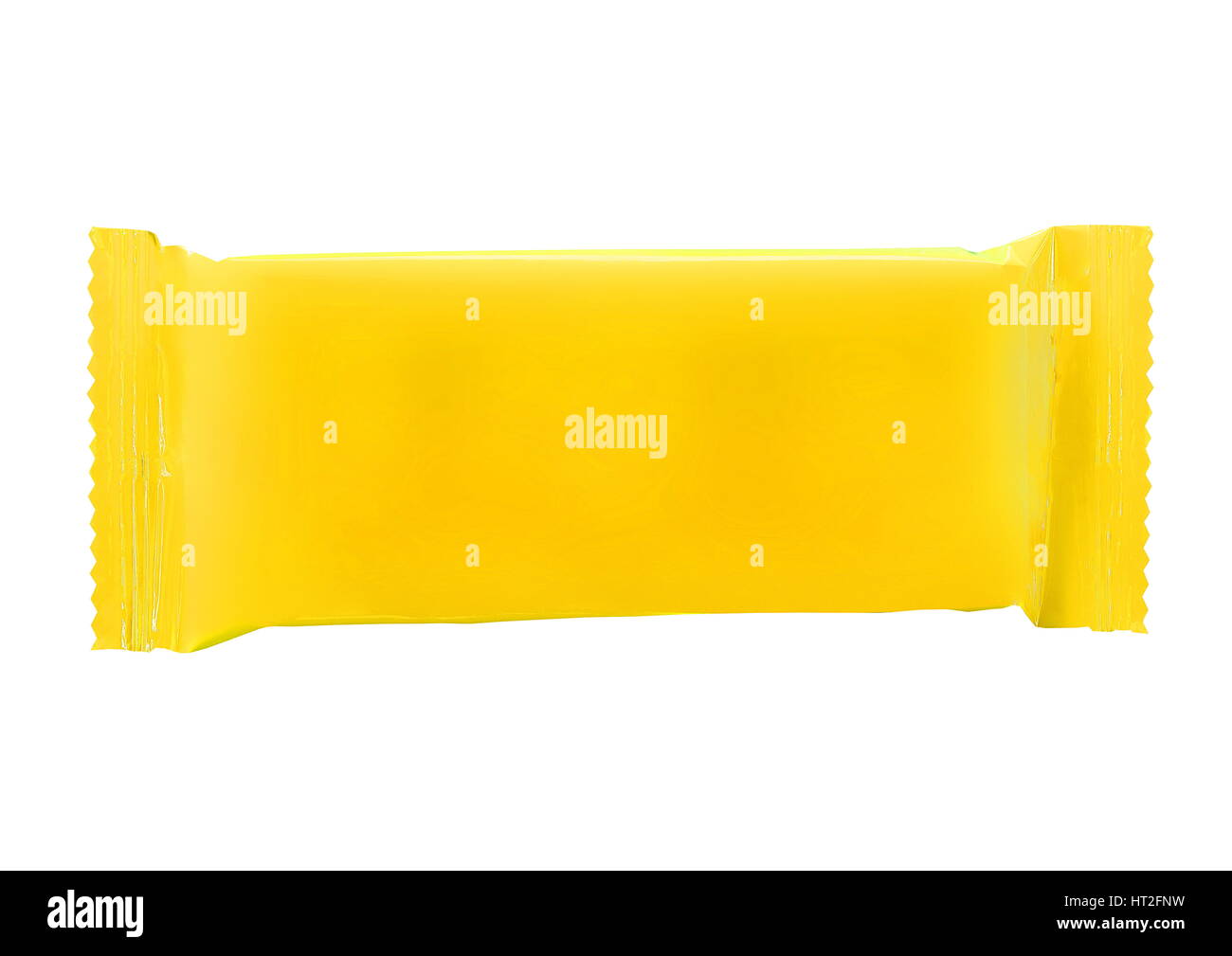 Top view of plastic pouch snack packaging for chocolate wafers on white ...