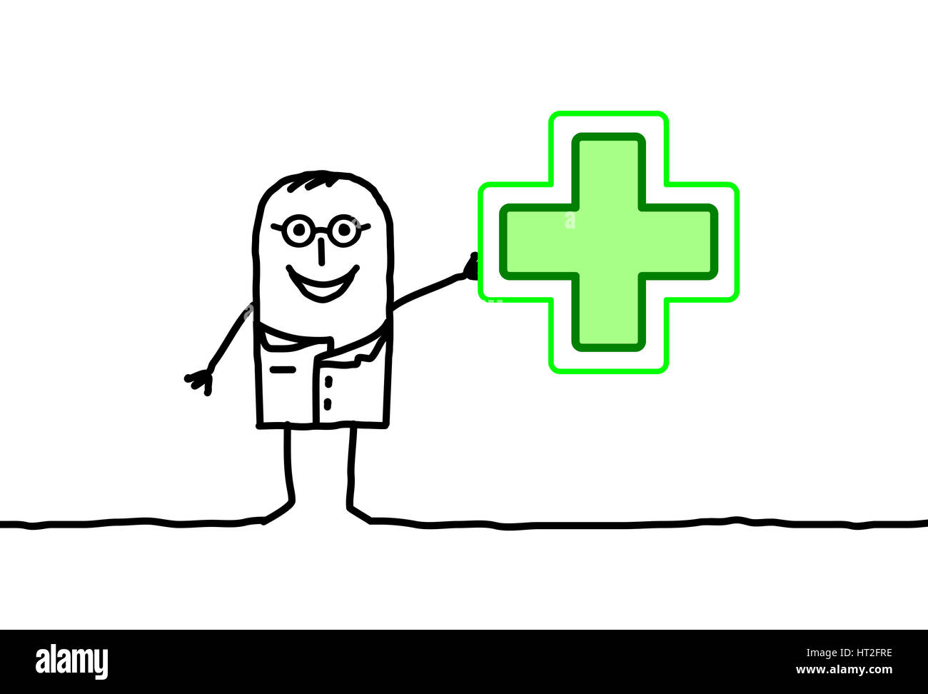 Cartoon characters - doctor with drugstore sign Stock Photo - Alamy