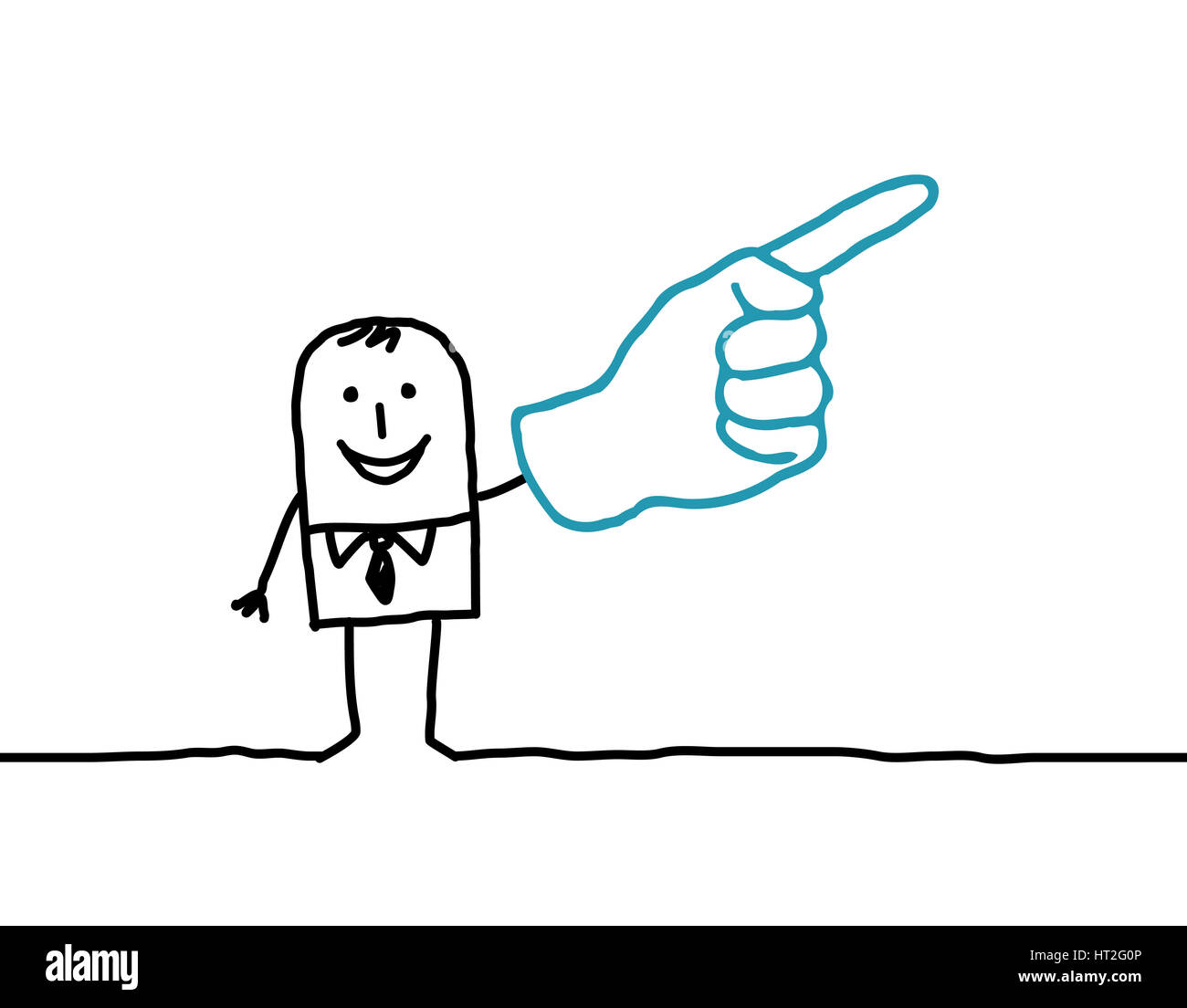 Cartoon characters - businessman with pointing finger up Stock Photo ...