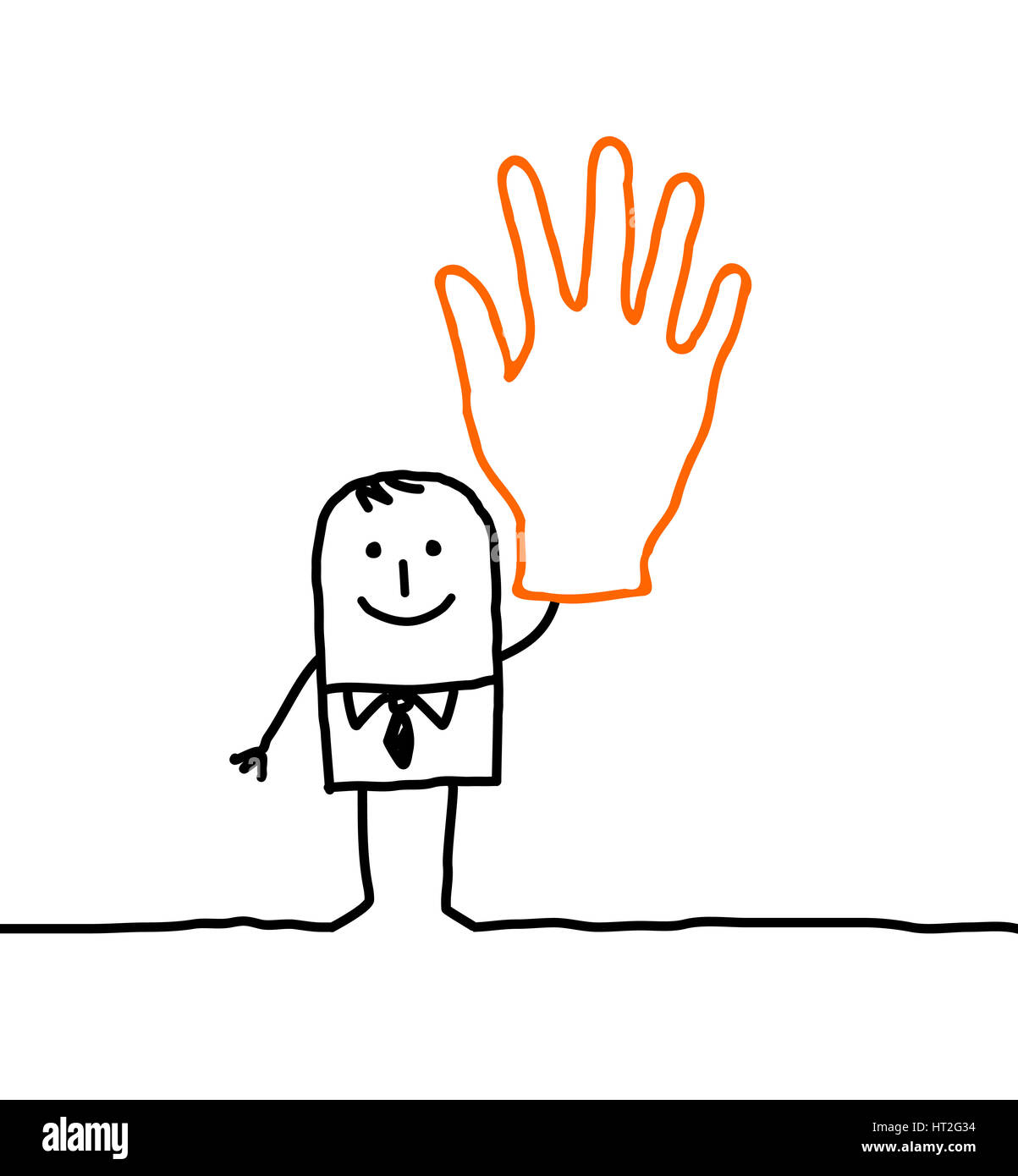 Cartoon characters - businessman with hand up Stock Photo - Alamy