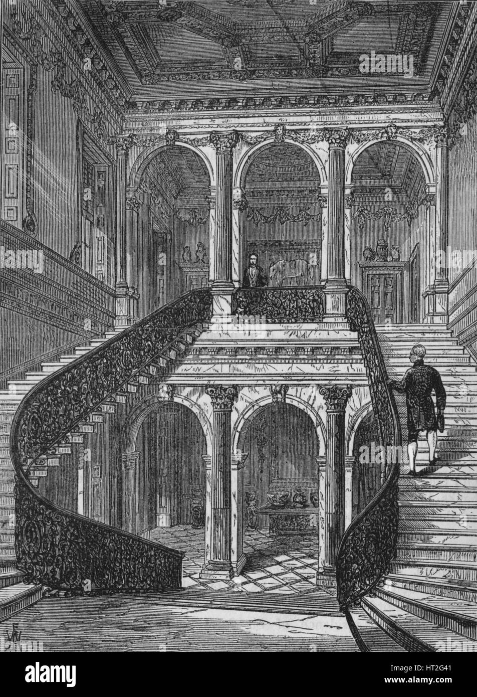 The grand staircase, Chesterfield House, Mayfair, Westminster, London ...