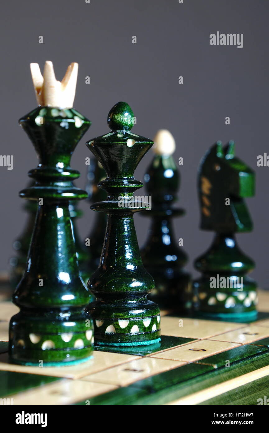 Chess pieces on chess table Stock Photo - Alamy