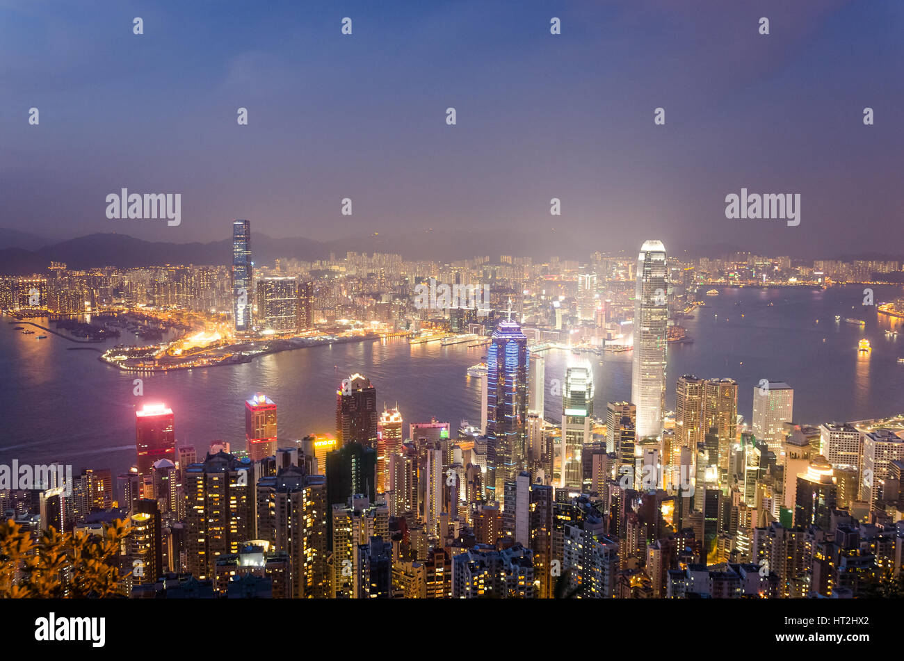 victoria bay hongkong view from the peak Stock Photo - Alamy