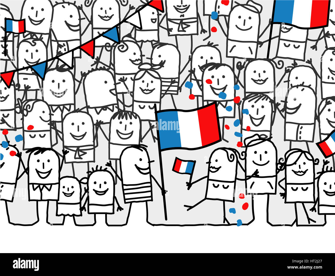 Cartoon crowd - national french day Stock Photo - Alamy