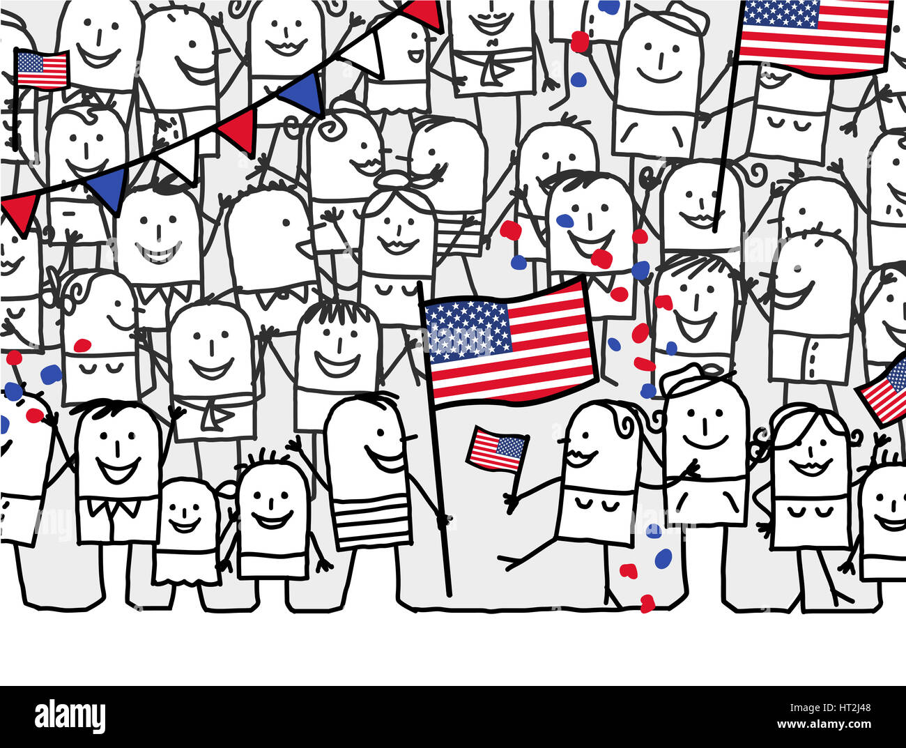 Cartoon crowd - national american day Stock Photo - Alamy