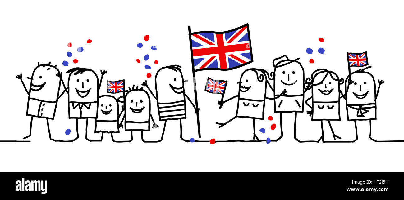 Cartoon people - national english day Stock Photo - Alamy