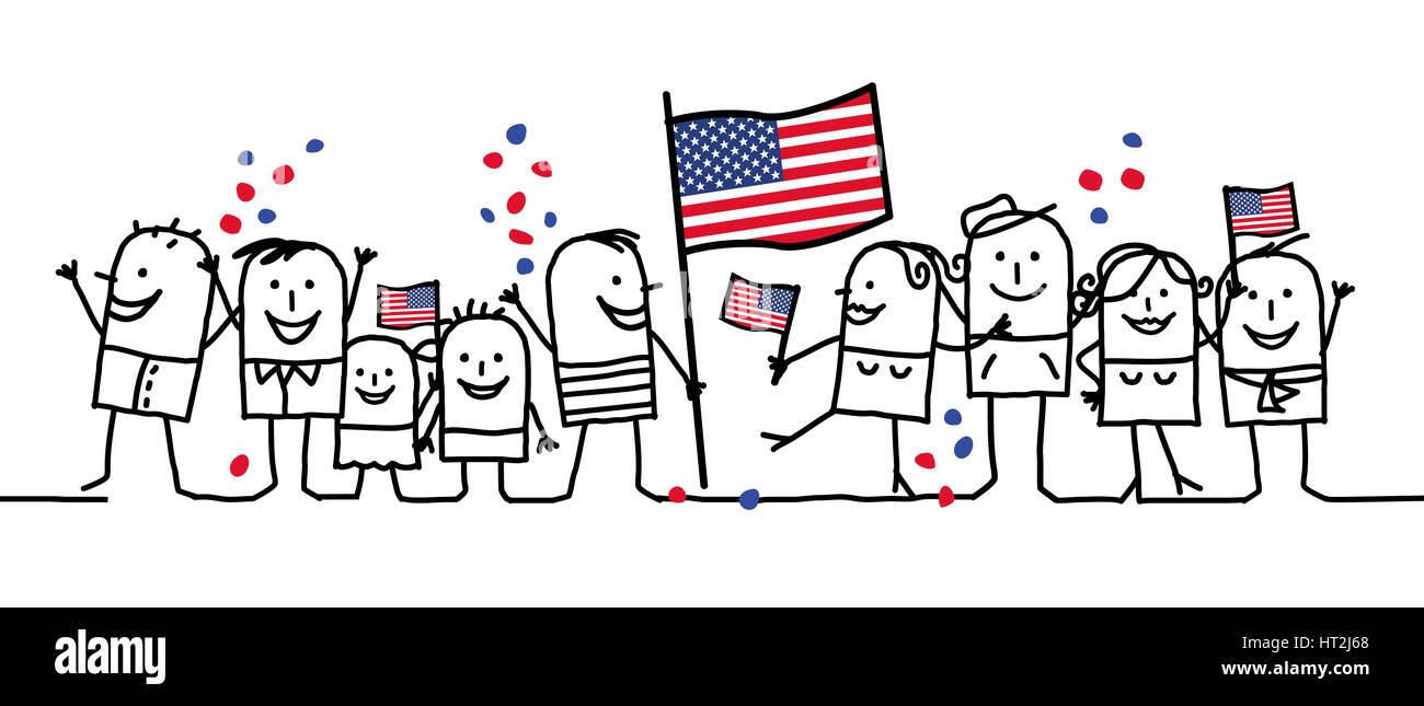 Cartoon people - national american day Stock Photo - Alamy