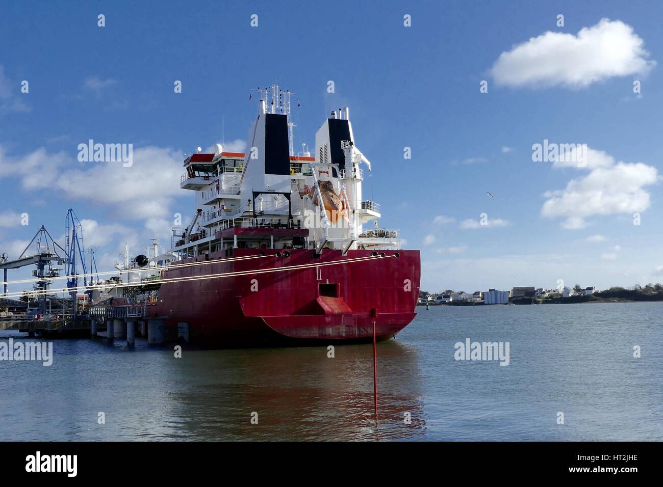 Products Tanker discharging at the Oil Terminal of Lorient, France ...