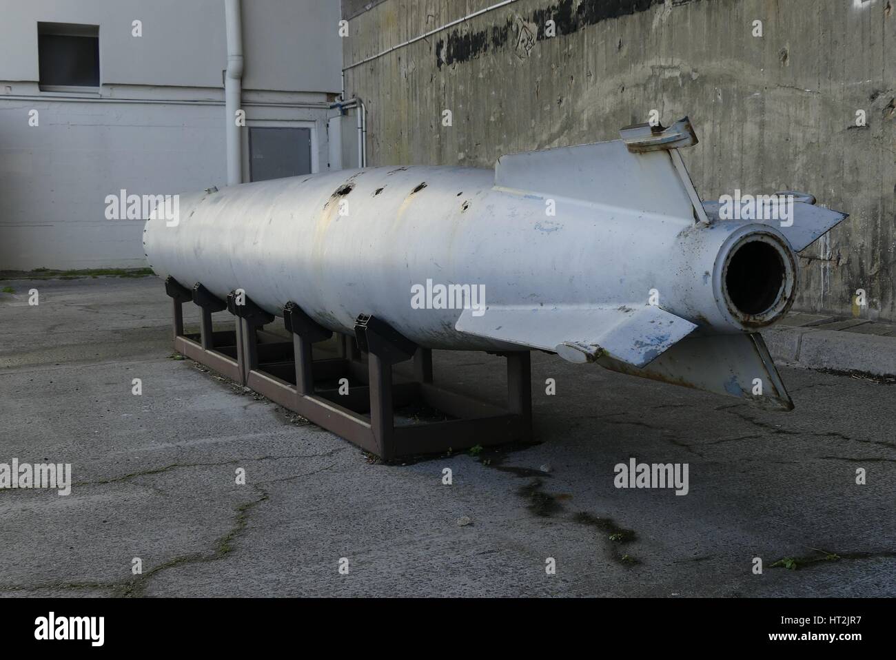 Details of German submarine torpedo used during World War II exhibited ...