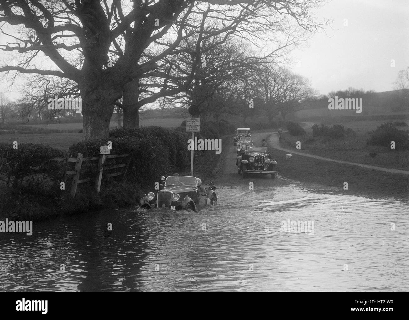 972 cc Singer Le Mans driving through water during a motoring trial ...