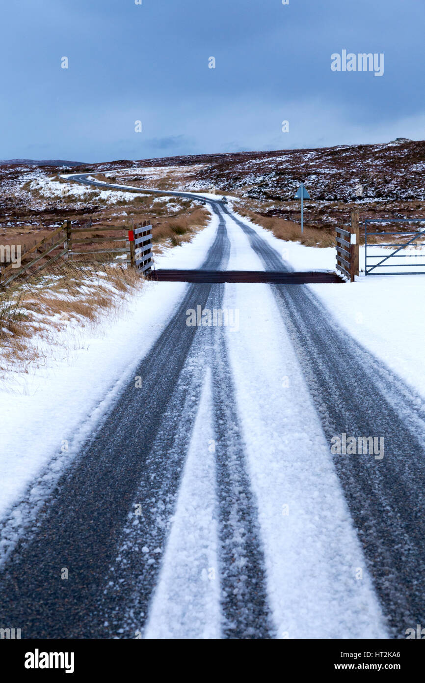 Winter snow scene Isle of Lewis Western Isles Outer Hebrides Scotland ...
