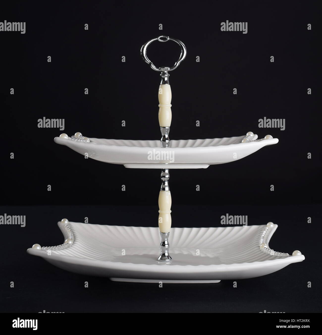 Front view of tray or two tier serving tray Stock Photo - Alamy