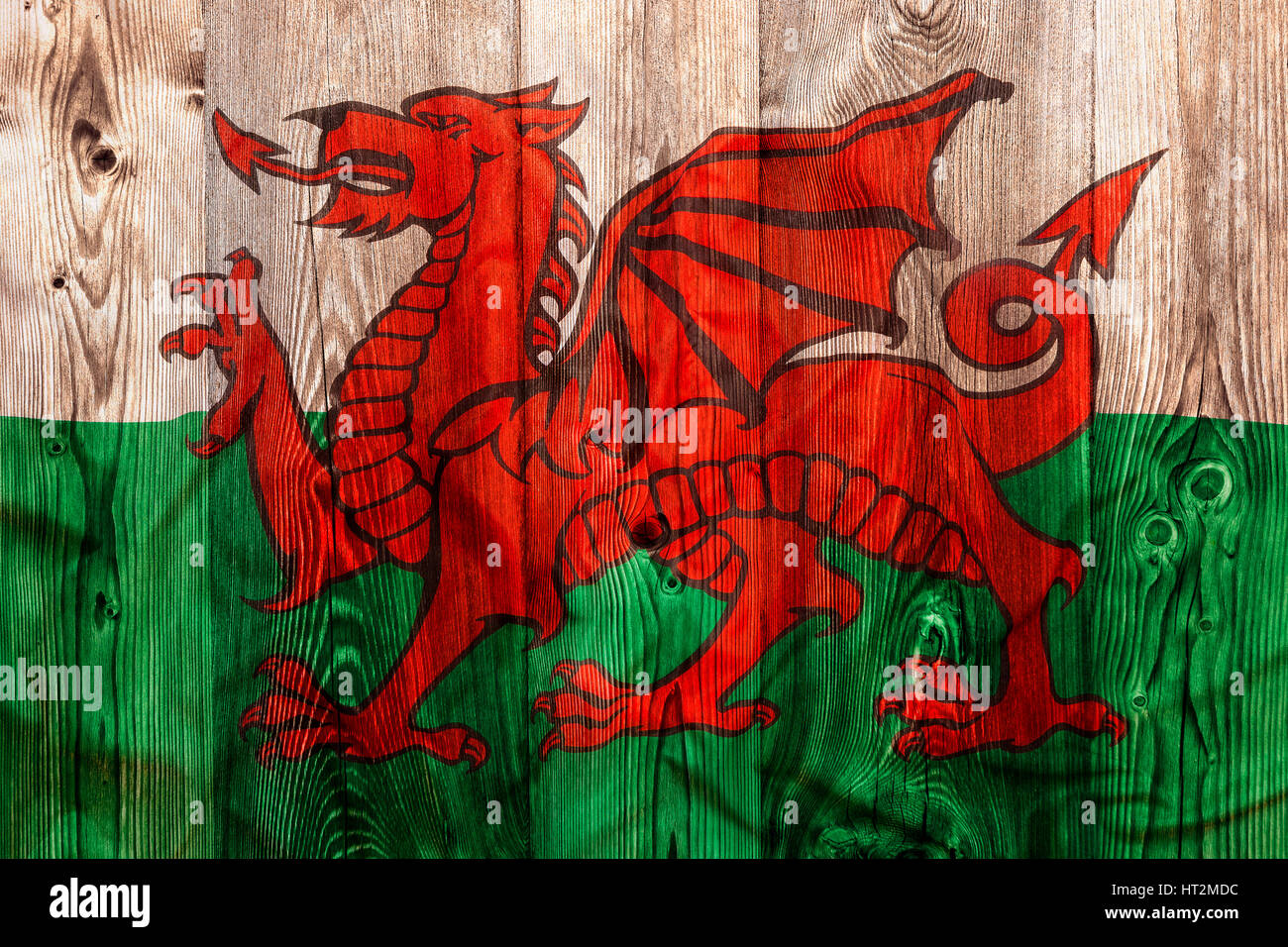 National flag of Wales with wooden background Stock Photo - Alamy