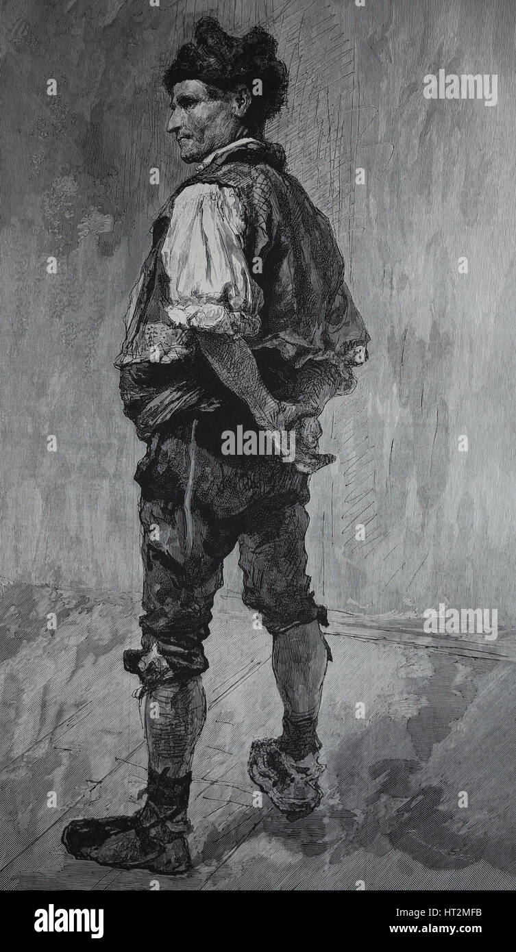 Spain. Castile. Castilian man. Engraving, 19th century. The Spanish and ...