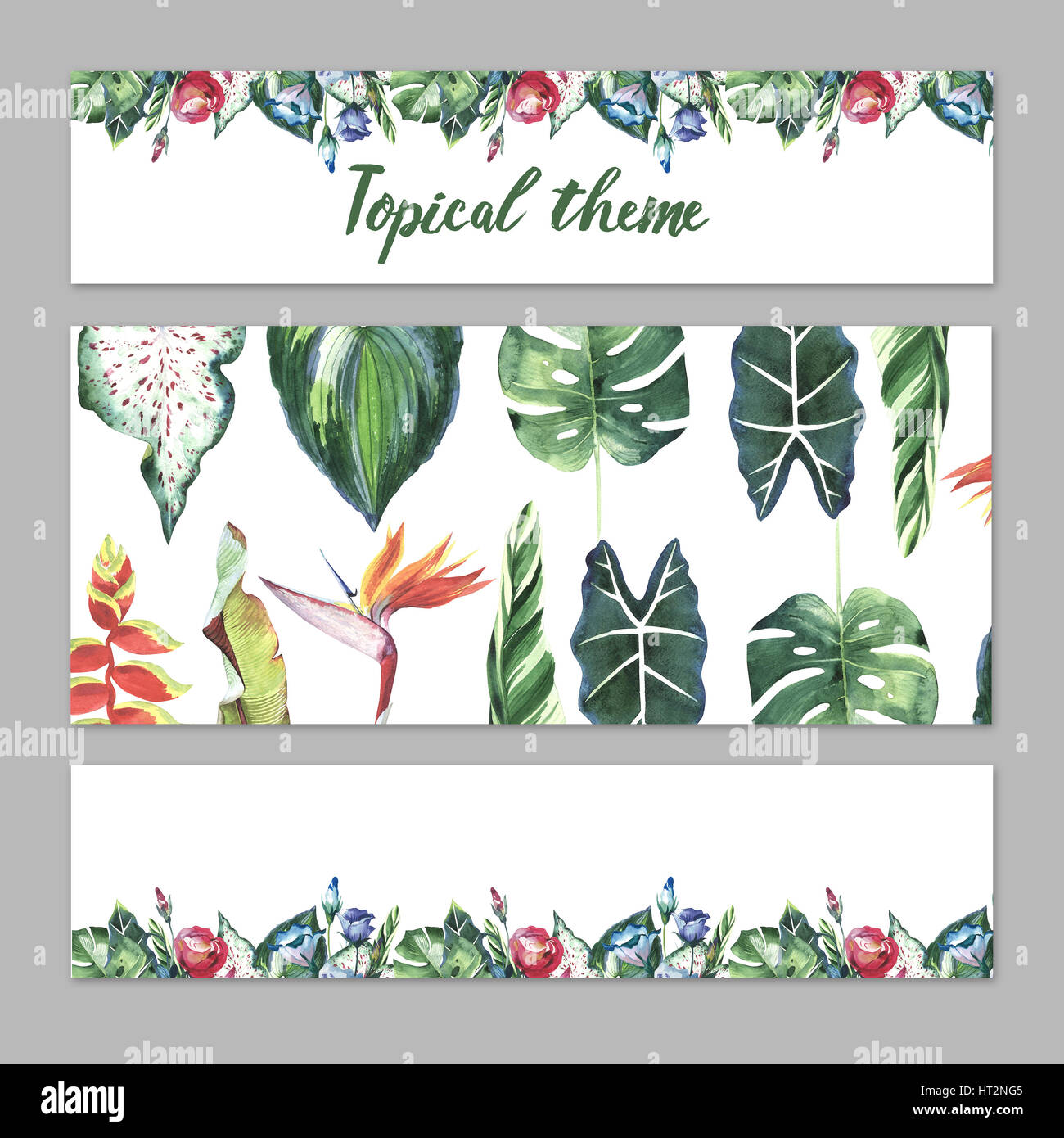 Tropical Hawaii Leaves Palm Tree Theme In A Watercolor Style Isolated Aquarelle Items For tropical-hawaii-leaves-palm-tree-theme-in-a-watercolor-style-isolated-aquarelle-items-for