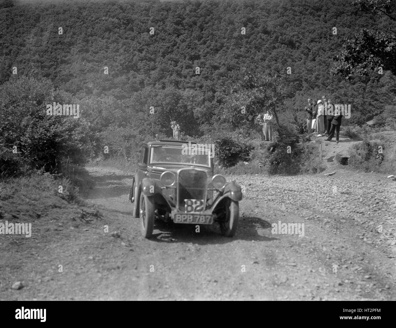 Singer 9 sports saloon competing in the Mid Surrey AC Barnstaple Trial ...