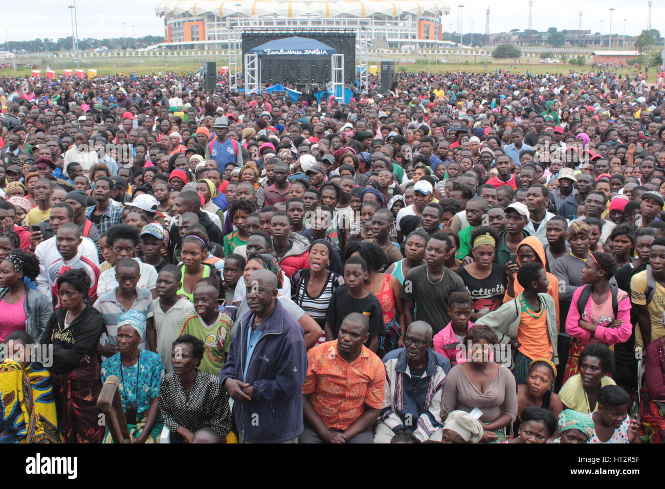 Lusaka, Zambia. 6th Mar, 2017. People gather at the Olympic Youth ...