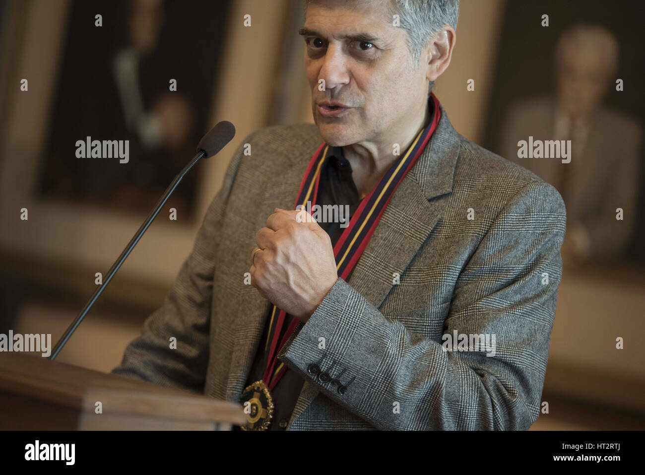 Athens, Greece. 6th Mar, 2017. GEORGE CORRAFACE addresses ceremony ...