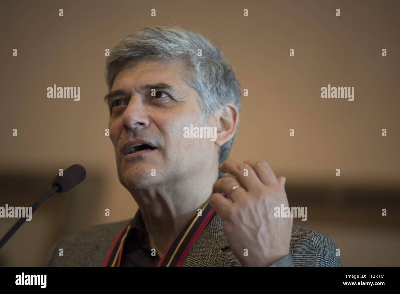 Athens, Greece. 6th Mar, 2017. GEORGE CORRAFACE addresses ceremony ...