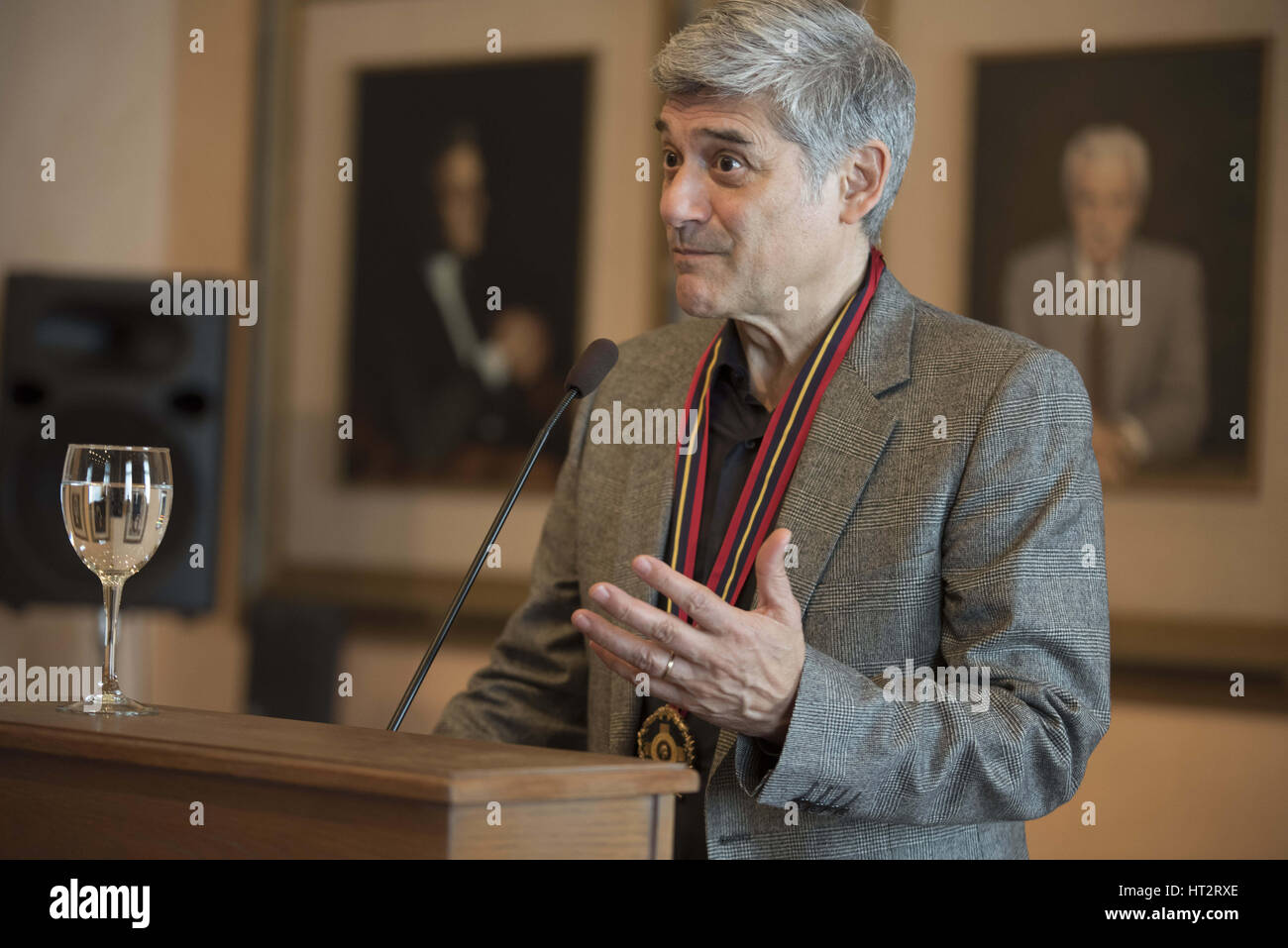 Athens, Greece. 6th Mar, 2017. GEORGE CORRAFACE addresses ceremony ...