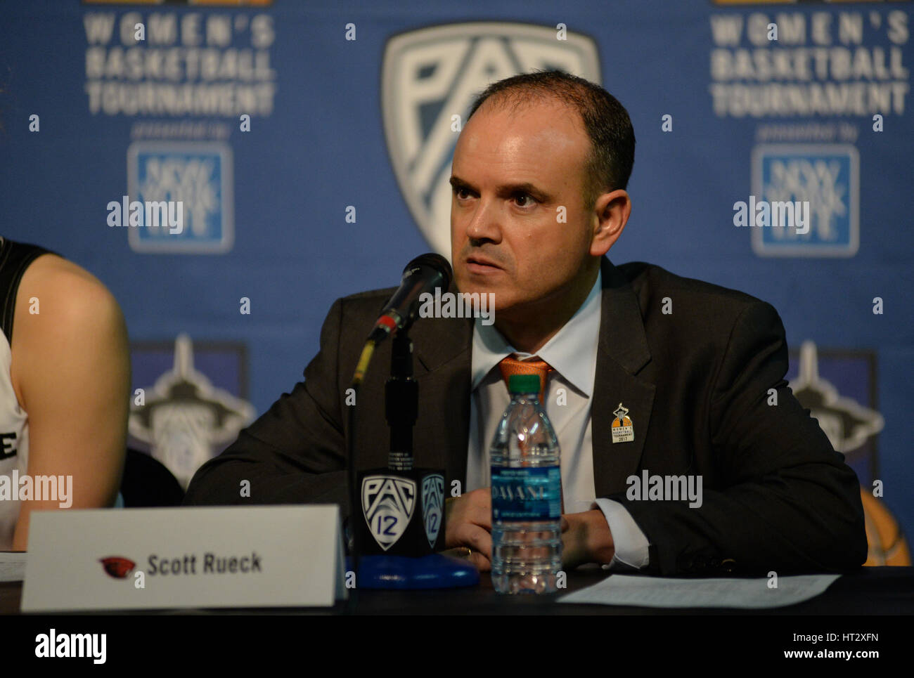 Seattle, WA, USA. 5th Mar, 2017. OSU Head Coach Scott Rueck in the post ...