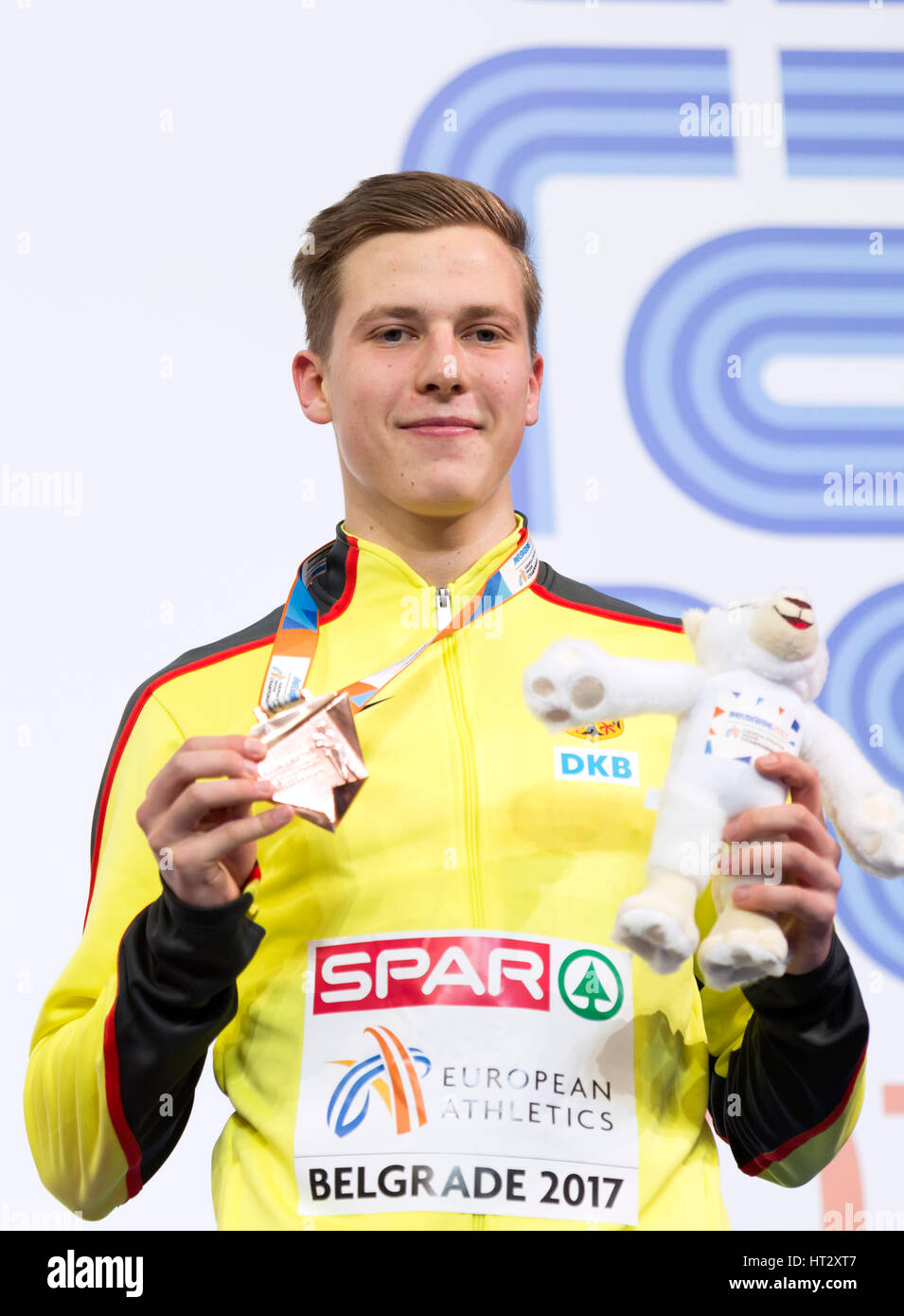 Belgrade, Serbia. 6th Mar, 2017. Germany's bronze medallist Max Hess ...