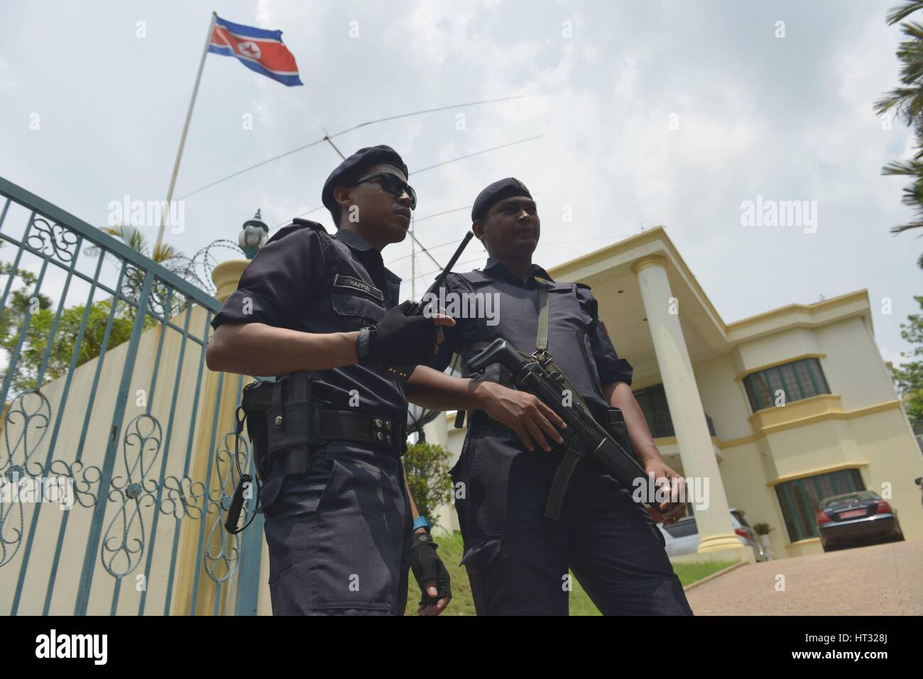 Kuala Lumpur, Malaysia. 7th Mar, 2017. Malaysian police stand guard in ...