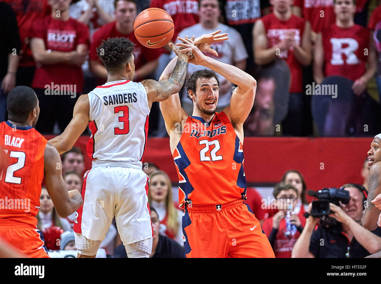 Illinois's center Maverick Morgan (22) has the ball knocked loose by ...