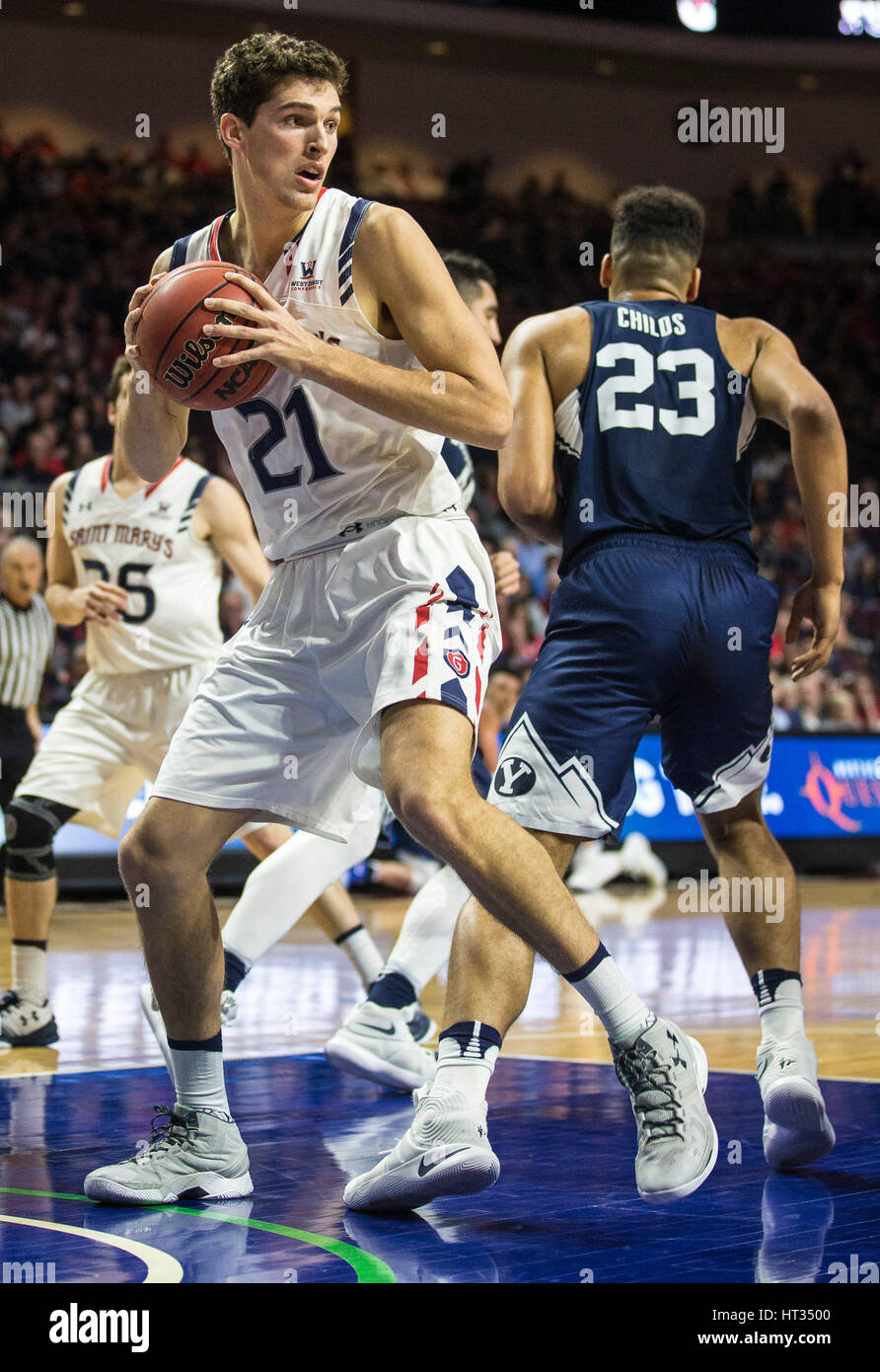 Las Vegas, NV, USA. 06th Mar, 2017. A.St. Mary's center Evan Fitzner ...