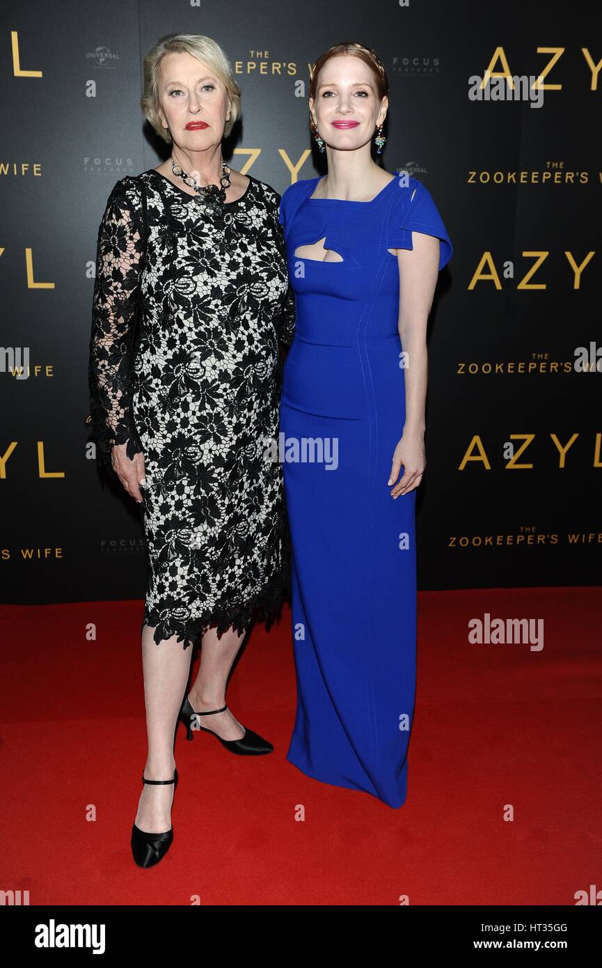 Warsaw, Poland. 07th Feb, 2017. Jessica Chastain and Teresa Zabinska ...