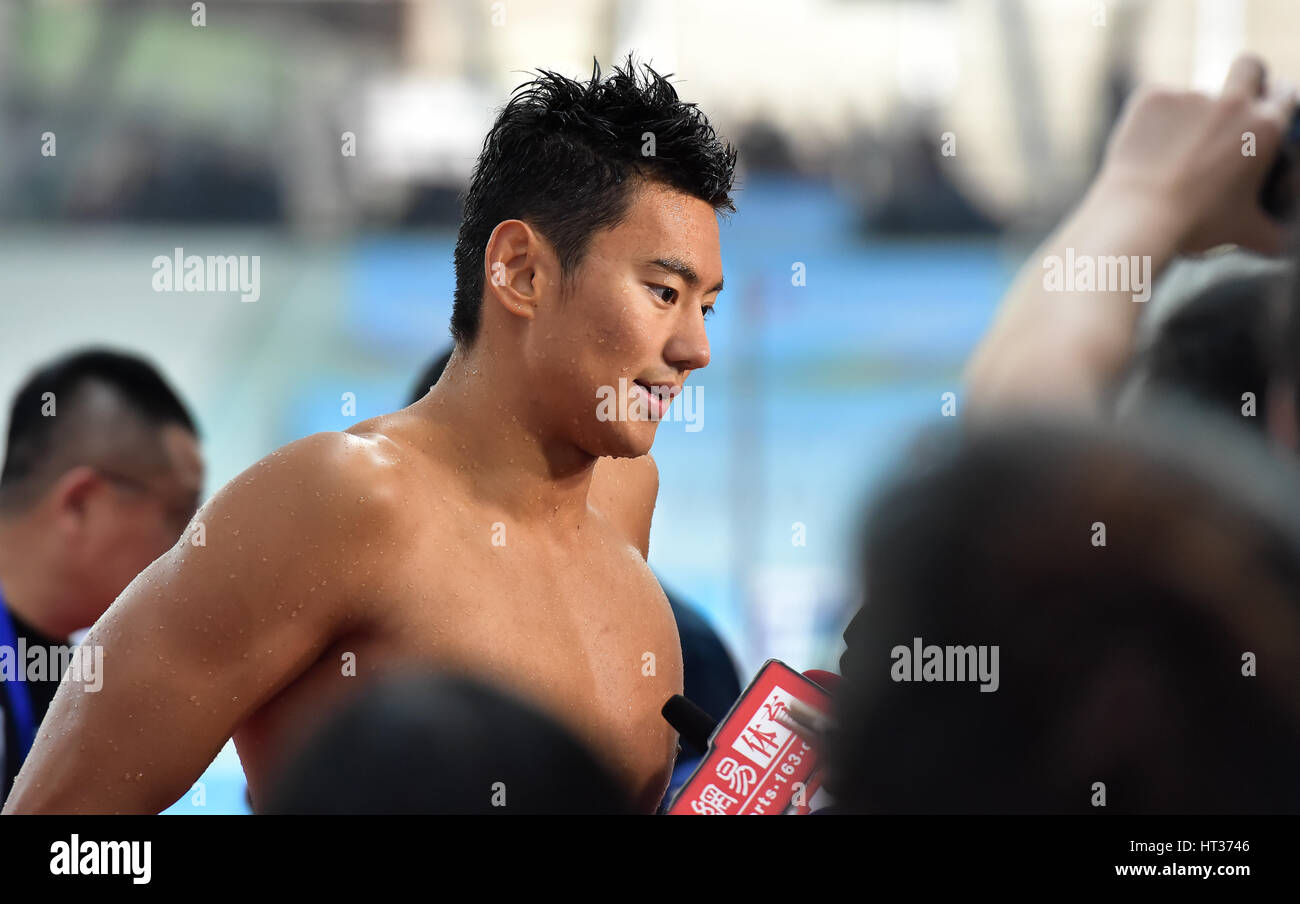 China. 7th Mar, 2017. Chinese swimmer Ning Zetao attends the China ...