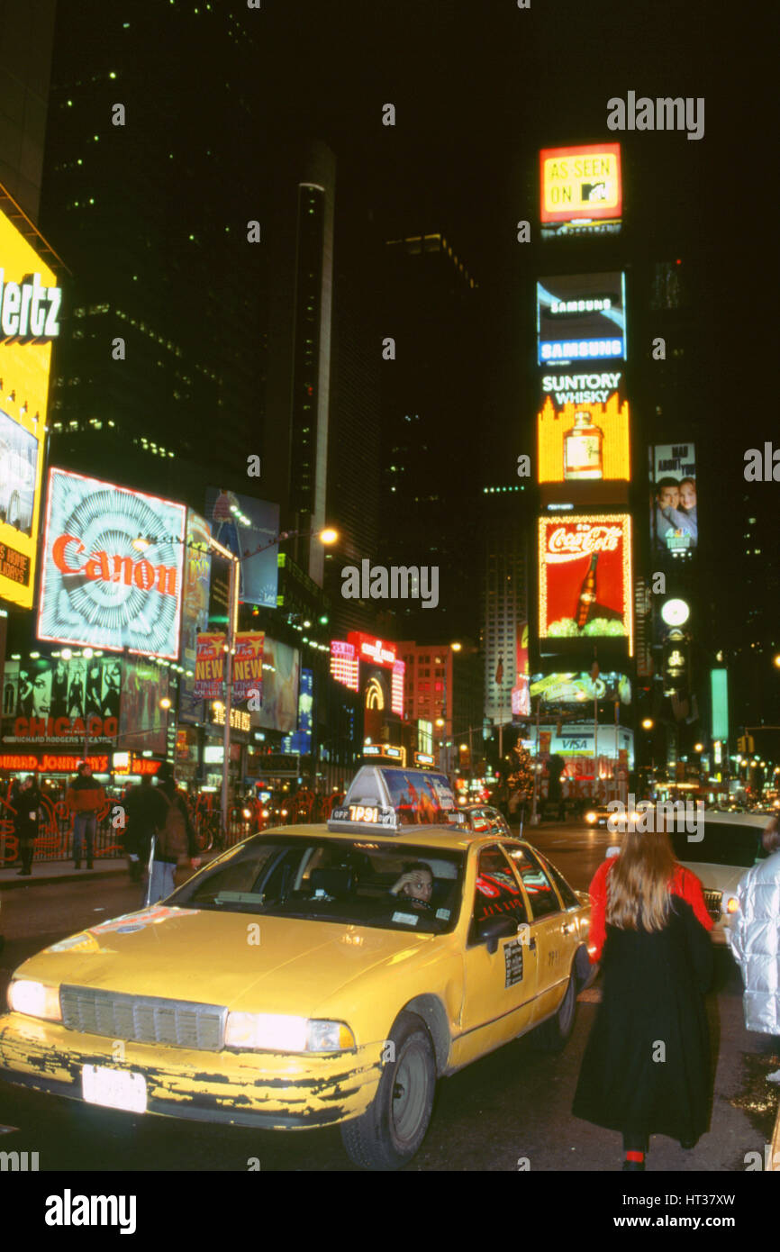New York taxi at night 1995. Artist: Unknown Stock Photo - Alamy