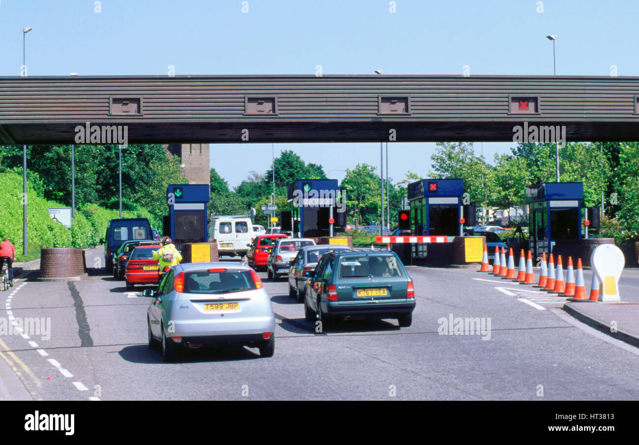 Traffic at toll booths on Itchen Bridge, Southampton. Artist: Unknown ...