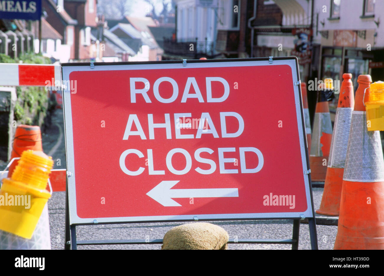 Roadworks 2001,Lyndhurst in Hampshire. Artist: Unknown Stock Photo - Alamy