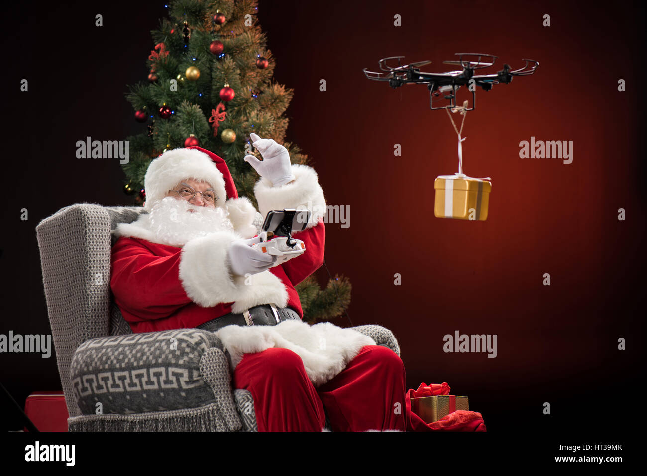 Santa Claus using drone Stock Photo - Alamy