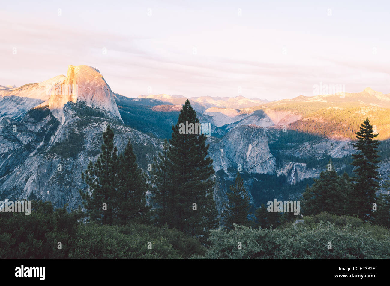 Yosemite National Park, California, USA. Sunset over the famous Half ...