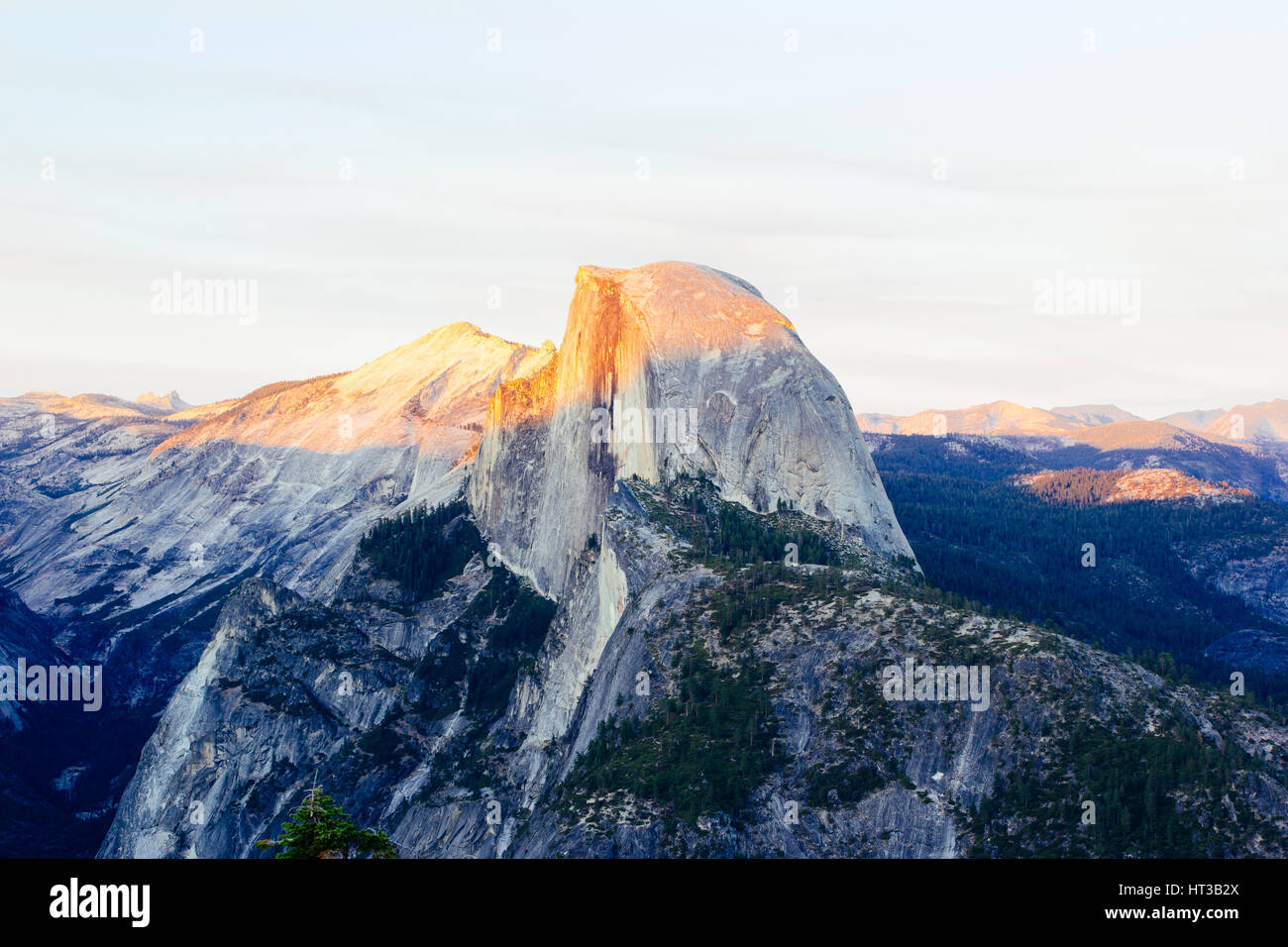 Yosemite National Park, California, USA. Sunset over the famous Half ...