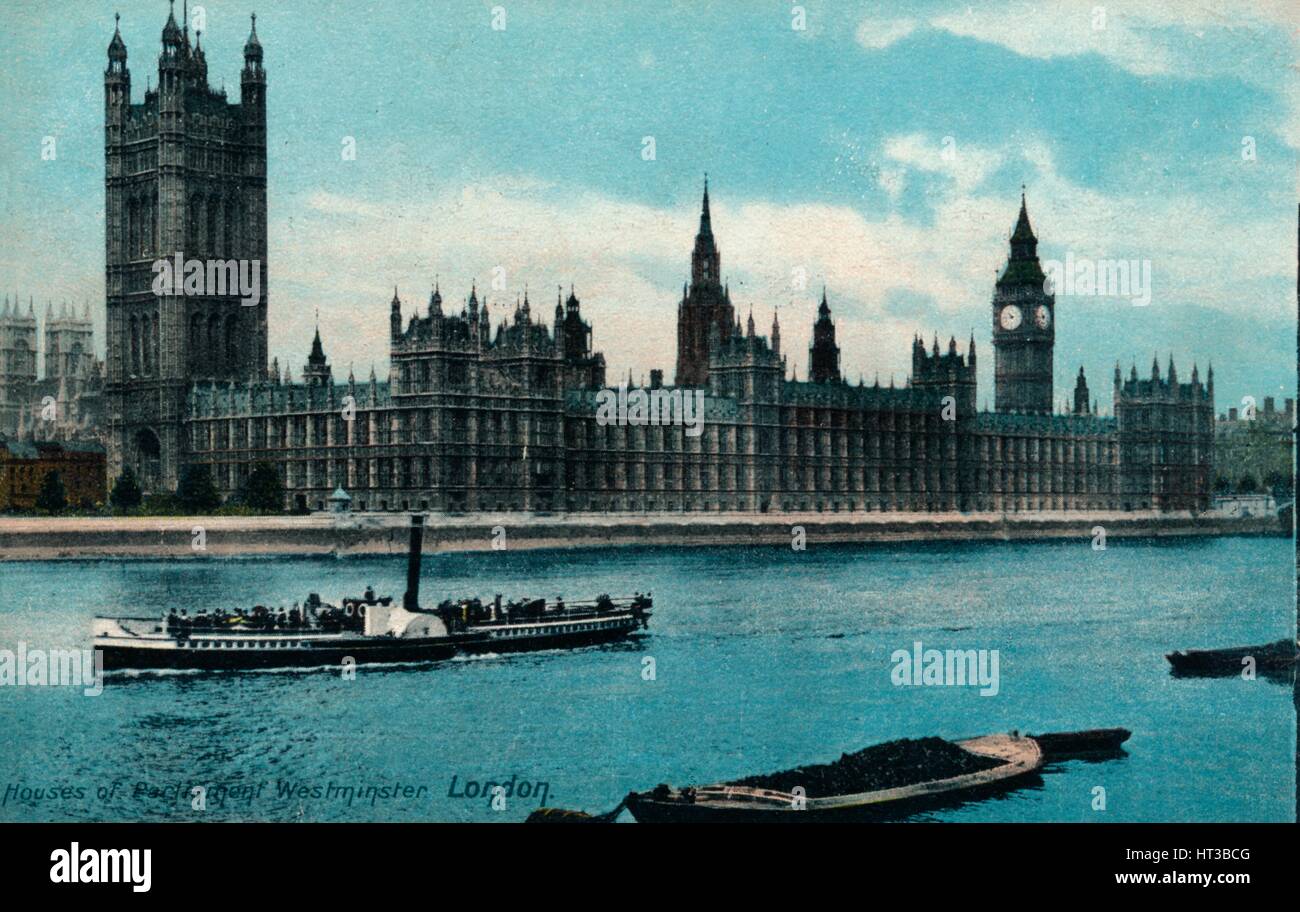 'Houses of Westminster, London', 1907, (c1900-1930). Artist: Unknown ...