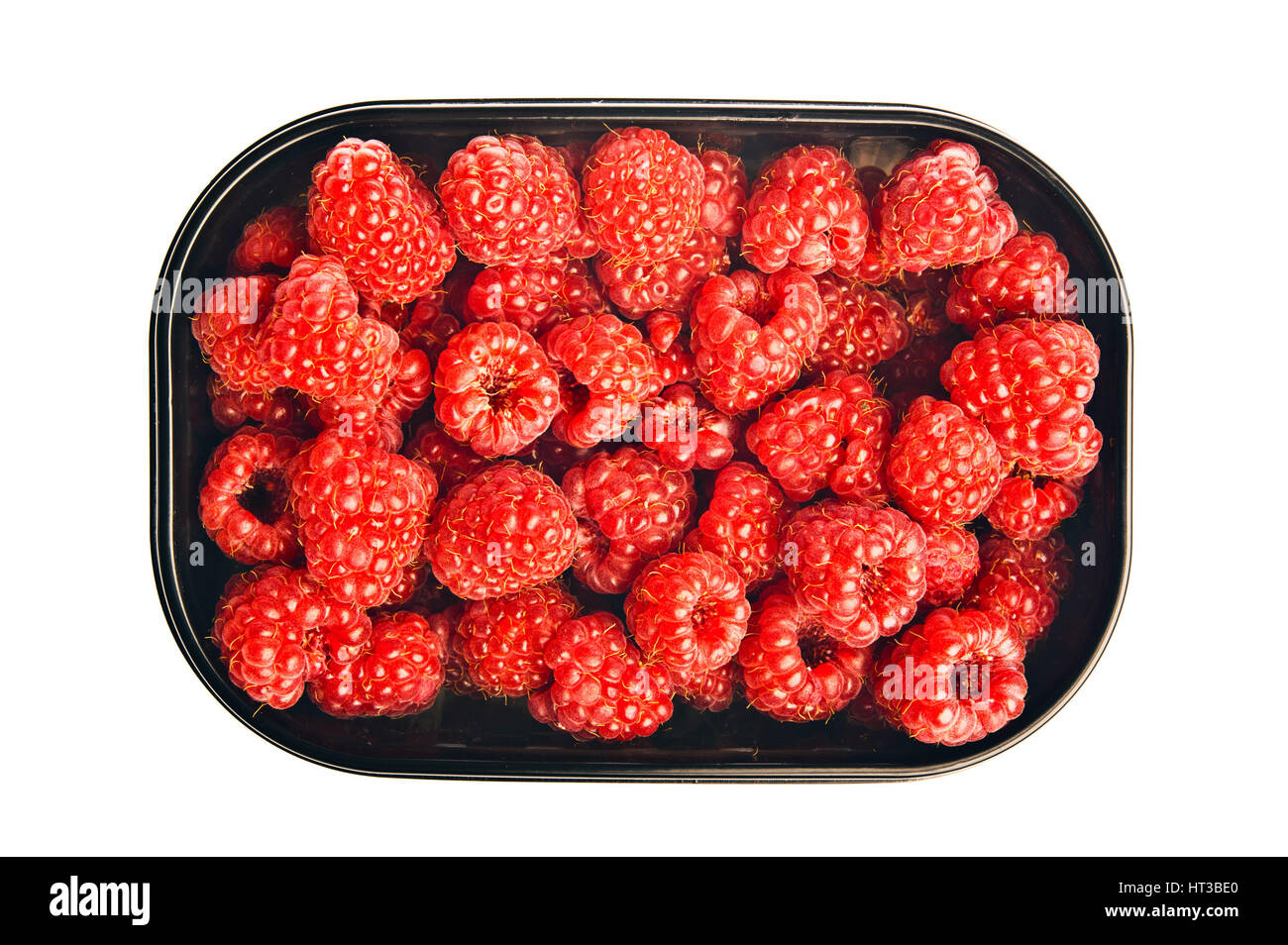 raspberries in a box, isolated Stock Photo - Alamy