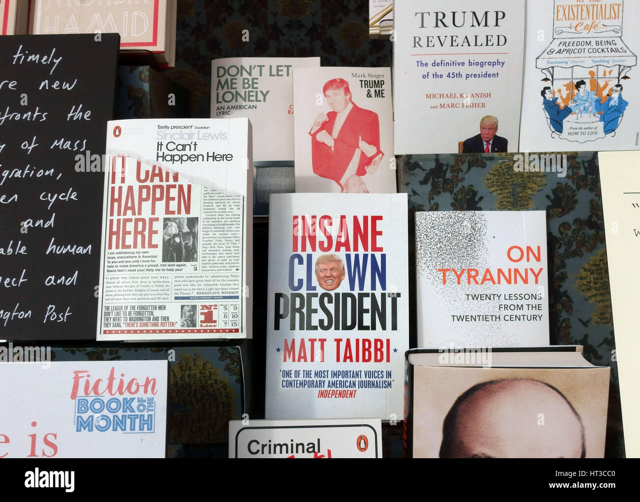 Books about President Donald J Trump in bookshop display, London Stock ...