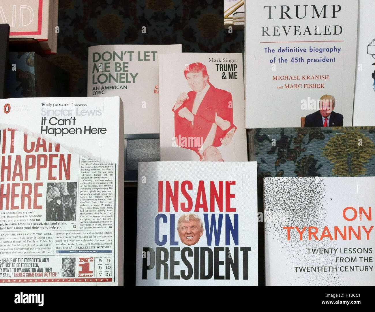 Books about President Donald J Trump in bookshop display, London Stock ...